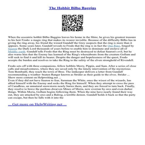 The Hobbit Bilbo Baggins | PDF