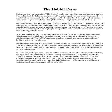 The Hobbit Essay | PDF