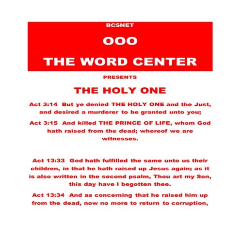 THE HOLY ONE | DOCX