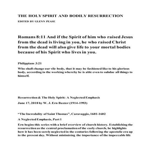 The holy spirit and bodily resurrection | DOCX