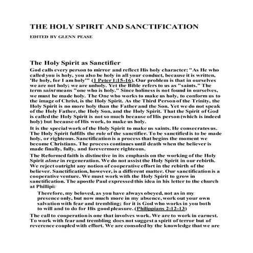 The holy spirit and sanctification | DOCX