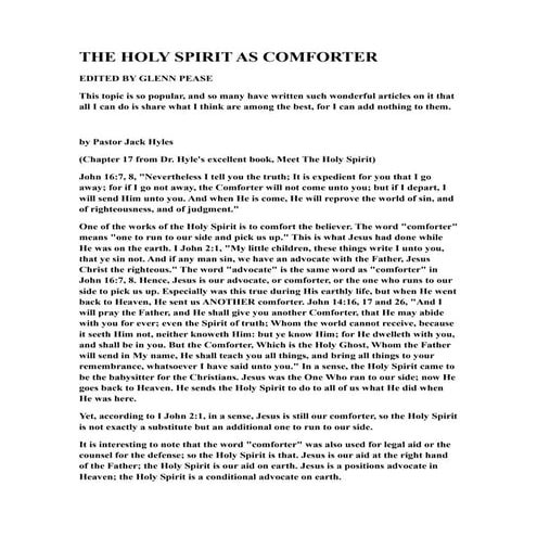 The holy spirit as comforter | RTF