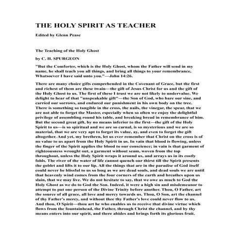 The holy spirit as teacher | RTF