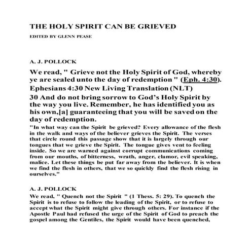 The holy spirit can be grieved | DOCX