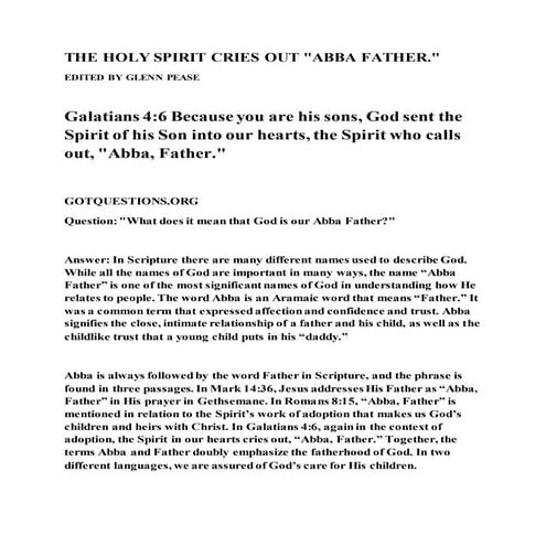 The holy spirit cries out abba father.. | DOCX