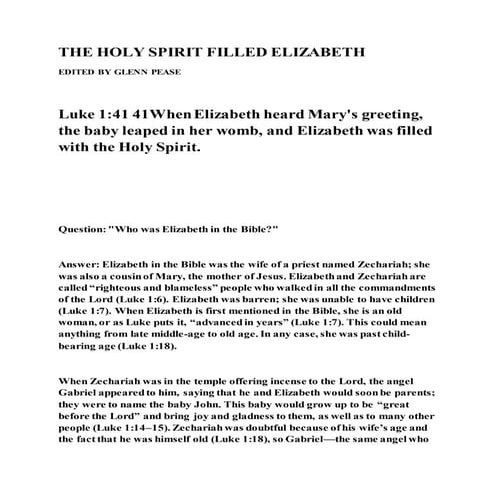 The holy spirit filled elizabeth | DOCX