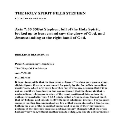The holy spirit fills stephen | PDF