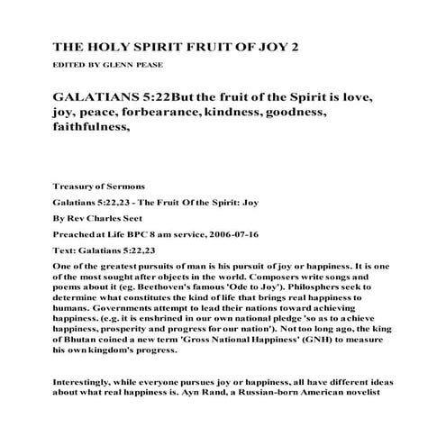 The holy spirit fruit of joy 2 | PDF