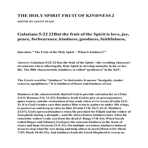 The holy spirit fruit of kindness 2 | DOCX