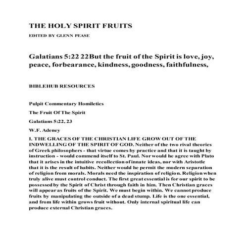 The holy spirit fruits | PDF