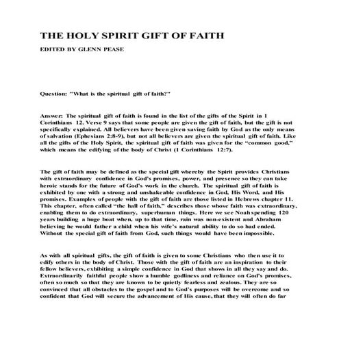 The holy spirit gift of faith | DOCX
