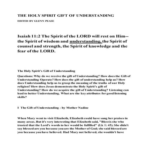 The holy spirit gift of understanding | DOCX