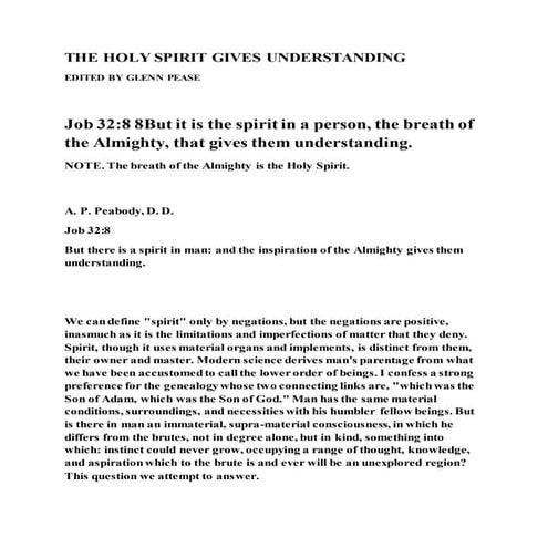 The holy spirit gives understanding | PDF