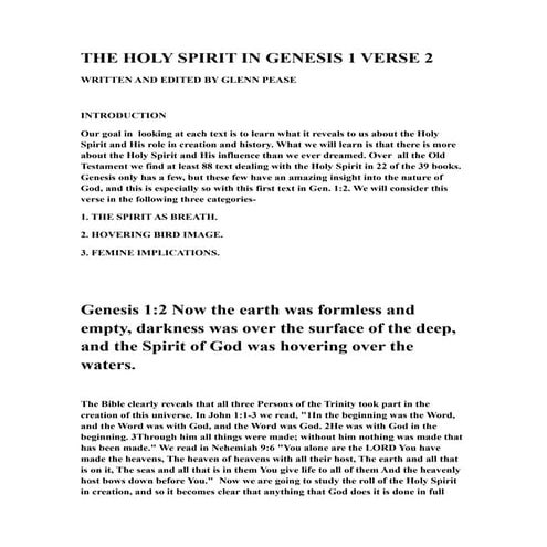 The holy spirit in genesis 1 verse 2 | RTF
