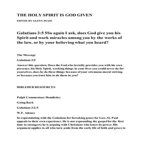 The holy spirit is god given | PDF