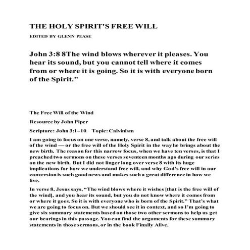 The holy spirit's free will | DOCX