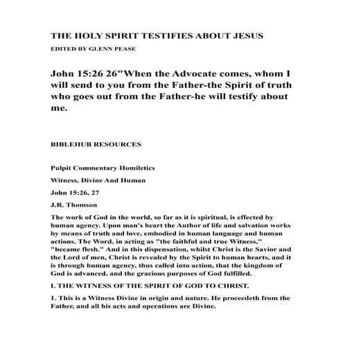 The holy spirit testifies about jesus | RTF