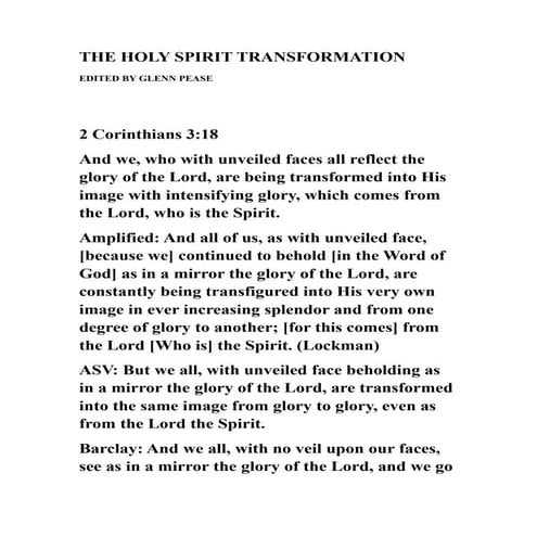 The holy spirit transformation | RTF