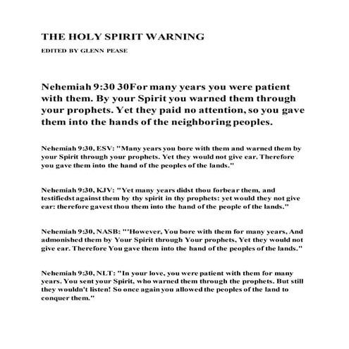 The holy spirit warning | DOCX