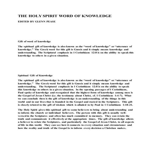 The holy spirit word of knowledge | DOCX