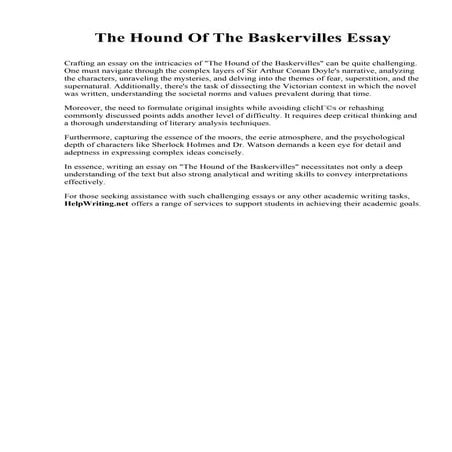 The Hound Of The Baskervilles Essay | PDF