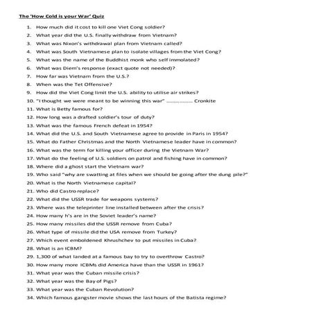 The how cold is your war quiz | PDF
