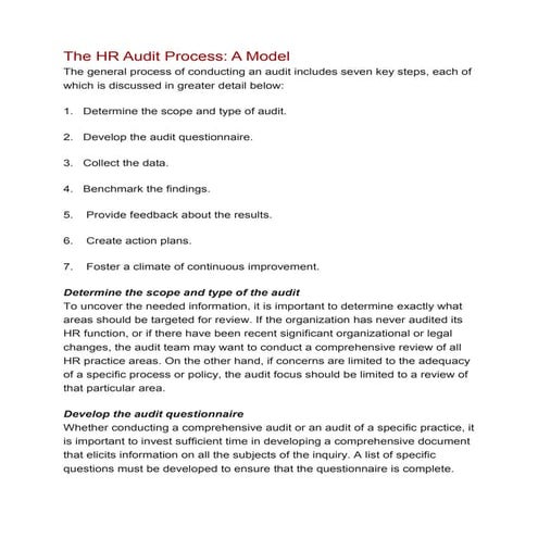 The hr audit process | PDF
