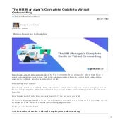 The HR Manager’s Complete Guide to Virtual Onboarding | PDF