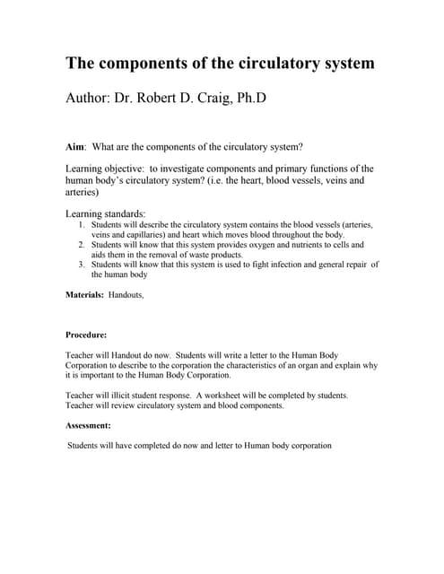 The Circulatory System Worksheet.pdf | Heart and Cardiovascular ...