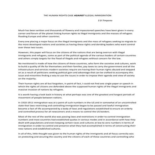 The human rights case against illegal immigration | PDF