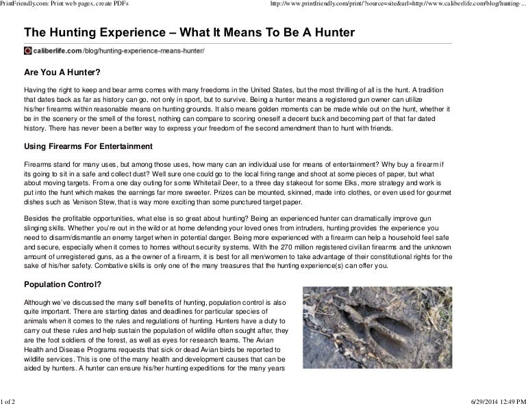 The hunting experience – what it means to be a hunter