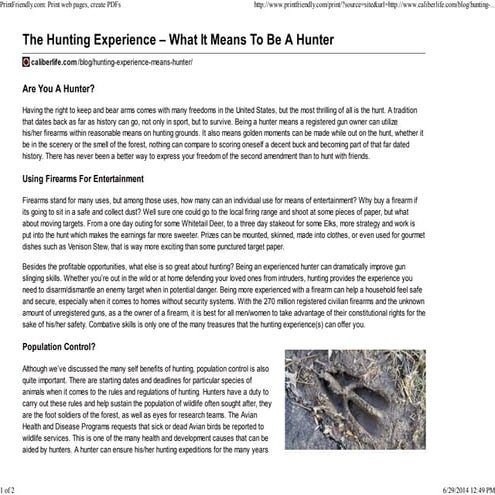 The hunting experience – what it means to be a hunter | PPT