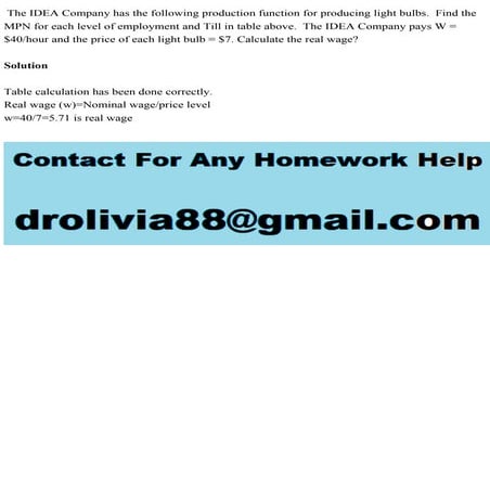 The IDEA Company has the following production function for producing .pdf