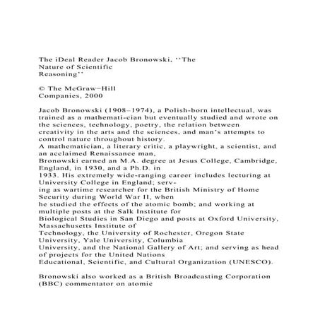 The iDeal Reader Jacob Bronowski, ‘‘The Nature of Scientific.docx