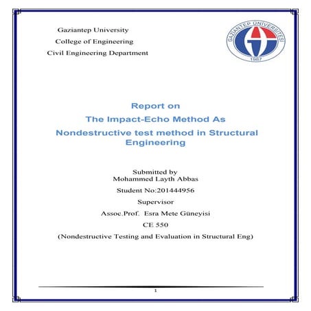 The impact echo method as nondestructive test method in structural ...