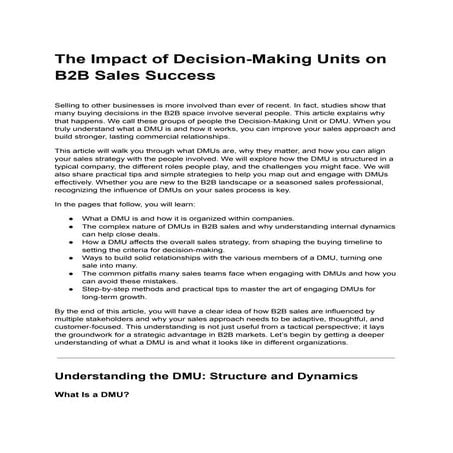 The Impact of Decision-Making Units on B2B Sales Success | PDF
