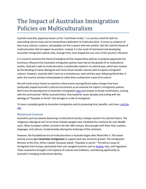 History of Australian Immigration.docx | Australia and Oceania Travel ...