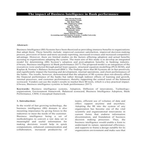 The impact of Business Intelligence in Bank performance | PDF | Databases | Computer Software ...