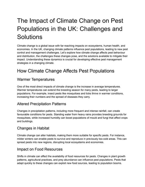 impact of climate change on insect community | PPTX