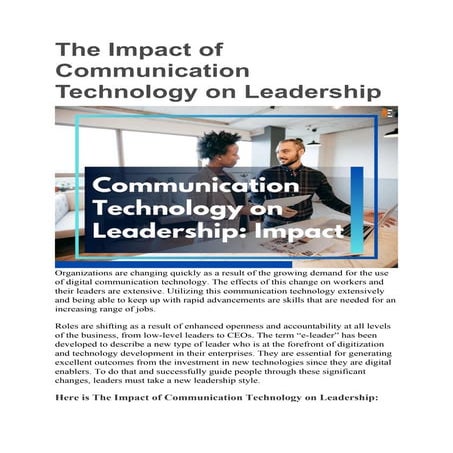 The Influence of Communication Technology on Leadership in the Digital ...
