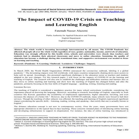 The Impact of COVID-19 Crisis on Teaching and Learning English | PDF