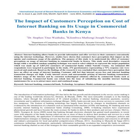 The Impact of Customers Perception on Cost of Internet Banking on Its Usage in Commercial Banks ...