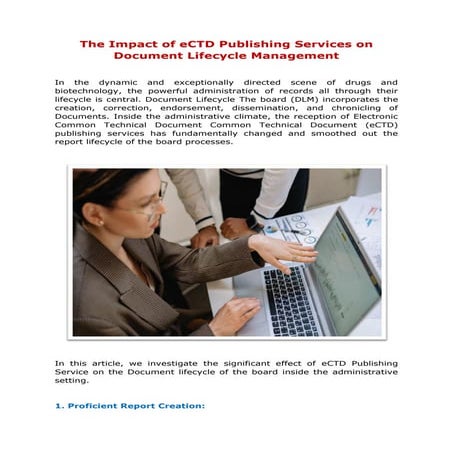 The Impact Of Ectd Publishing Services On Document Lifecycle Management 