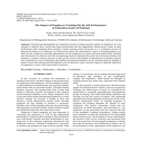 The impact of employees training on the job performance | PDF