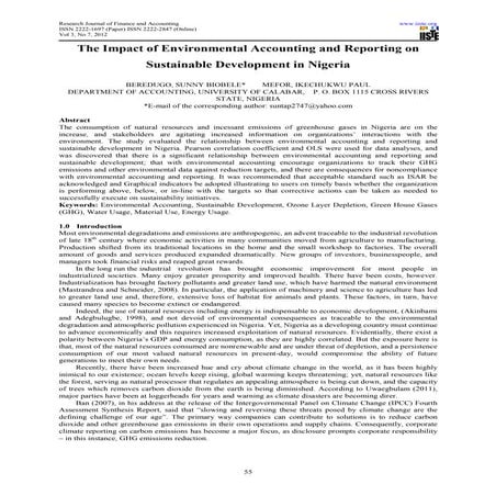 The impact of environmental accounting and reporting on sustainable ...