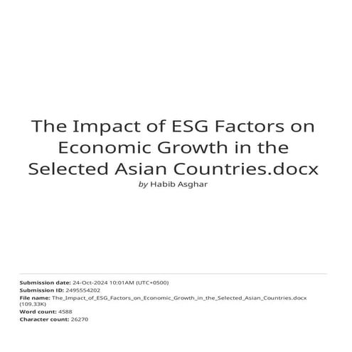 The Impact of ESG Factors on Economic Growth in the Selected Asian ...