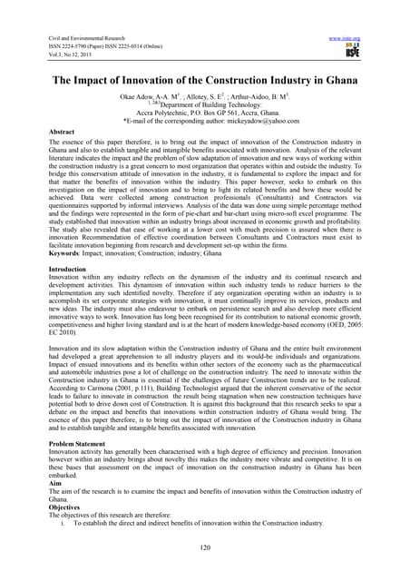 Innovation in construction | PPT