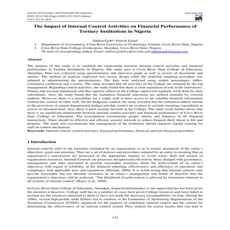 The impact of internal control activities on financial performance of | PDF