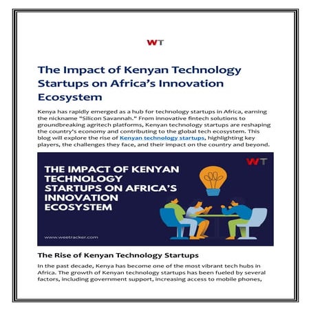 The Impact of Kenyan Technology Startups on Africa’s Innovation Ecosystem | PDF