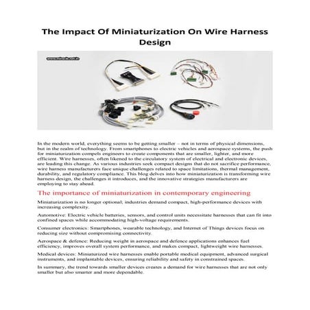 The Impact Of Miniaturization On Wire Harness Design | PDF